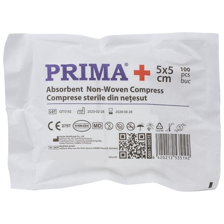 Comprese sterile 5x5cm pliate in 4, din netesut, 100 bucati - eMAG.ro