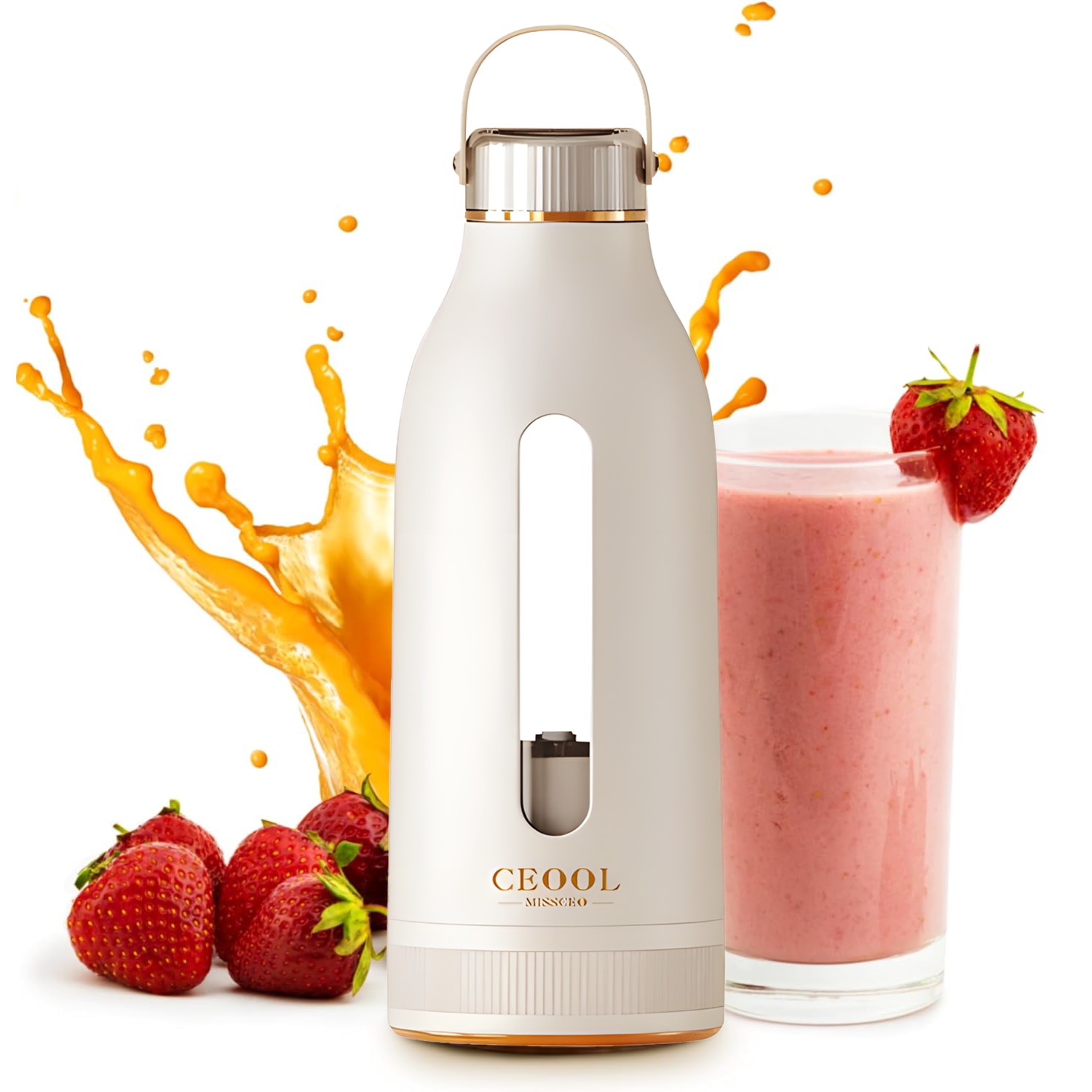 Blender electric portabil, Capacitate 400ml, Patru lame din otel ...