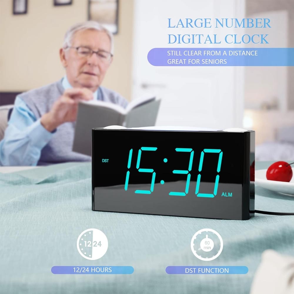 Ceas cu alarma digital, Mesqool, LED, 7 inchi, RGB, USB, Negru - eMAG.ro