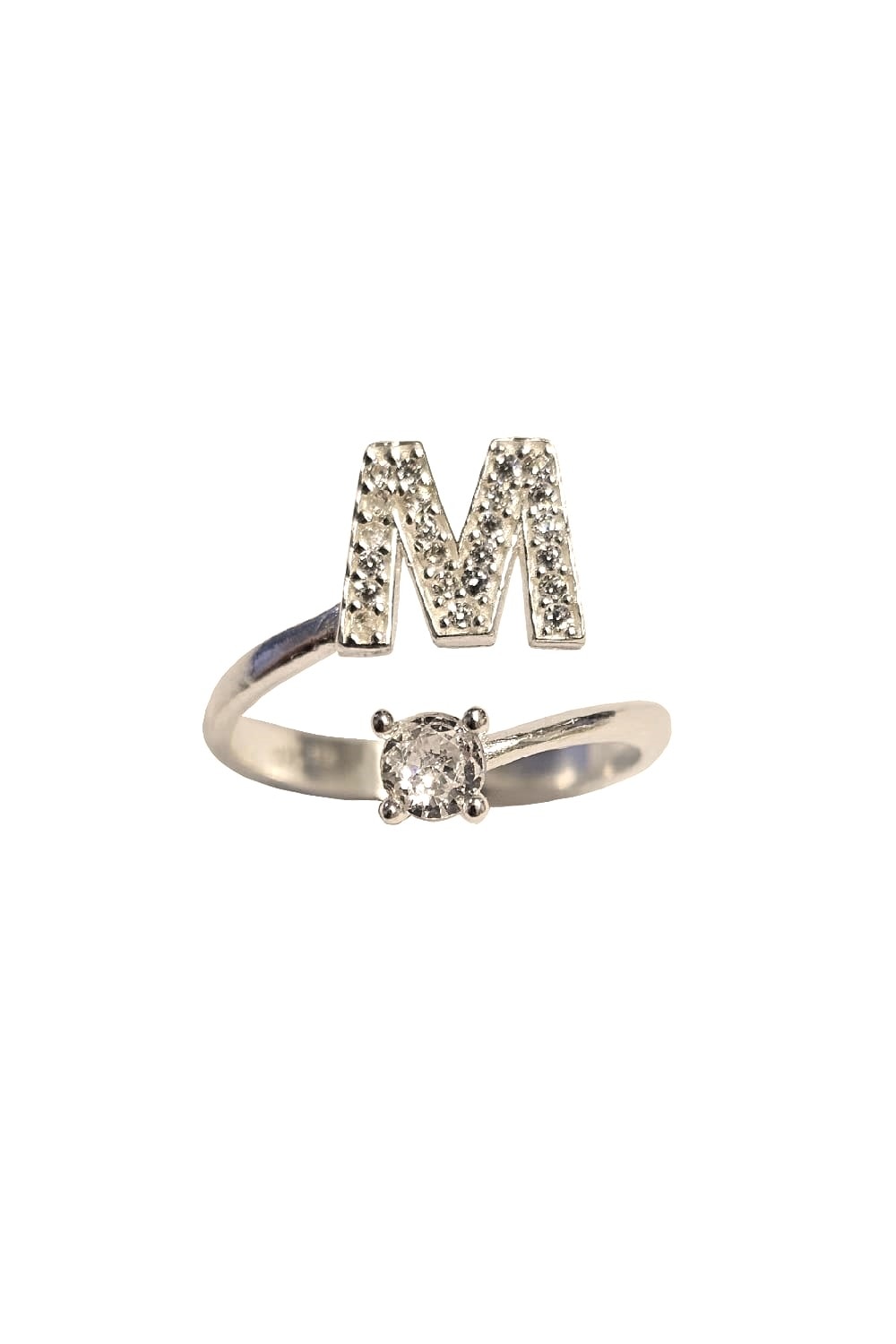 Inel reglabil cu initiala M din argint 925 - eMAG.ro