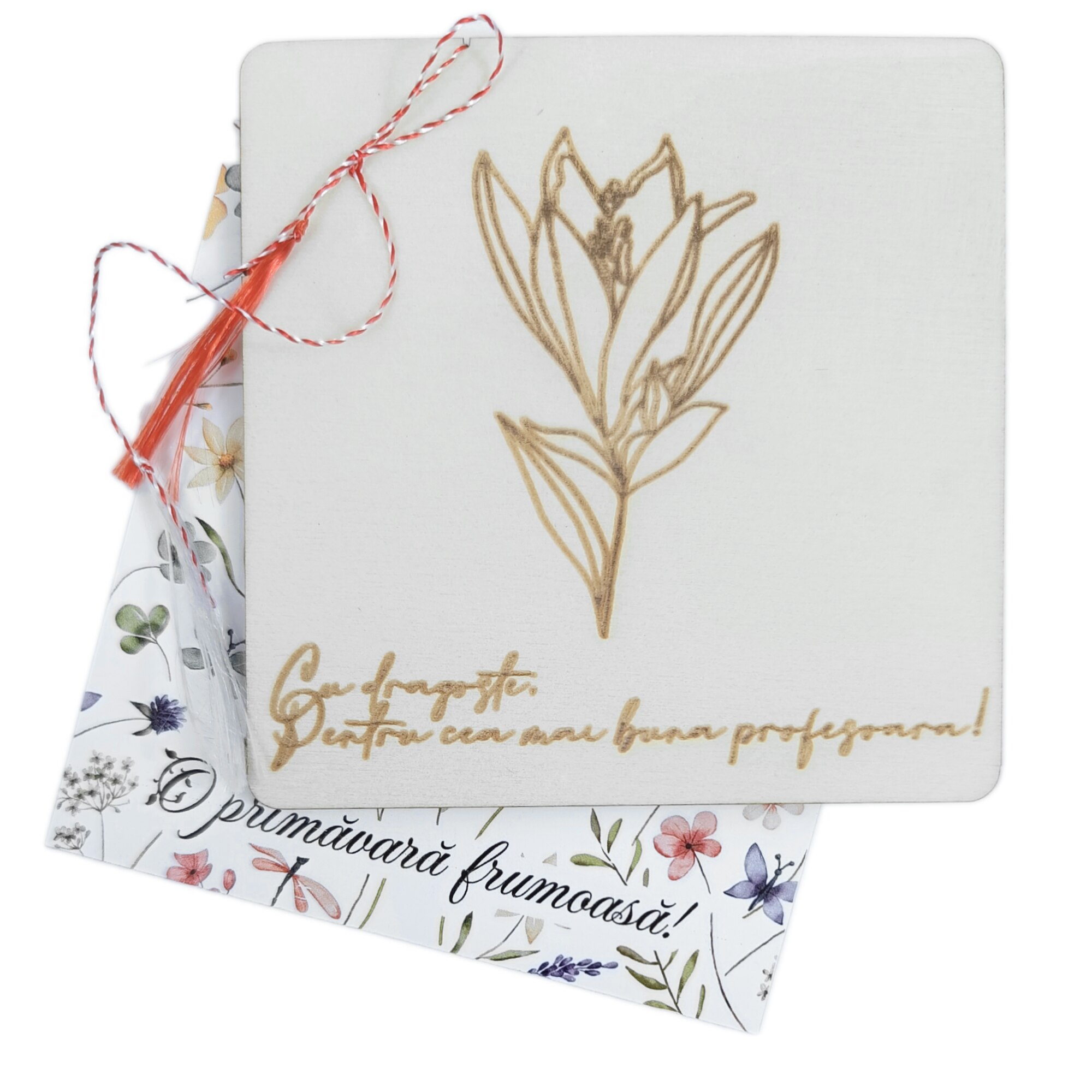 Martisor Magnet Magnolia, Pentru cea mai buna profesoara, 10x10 cm ...