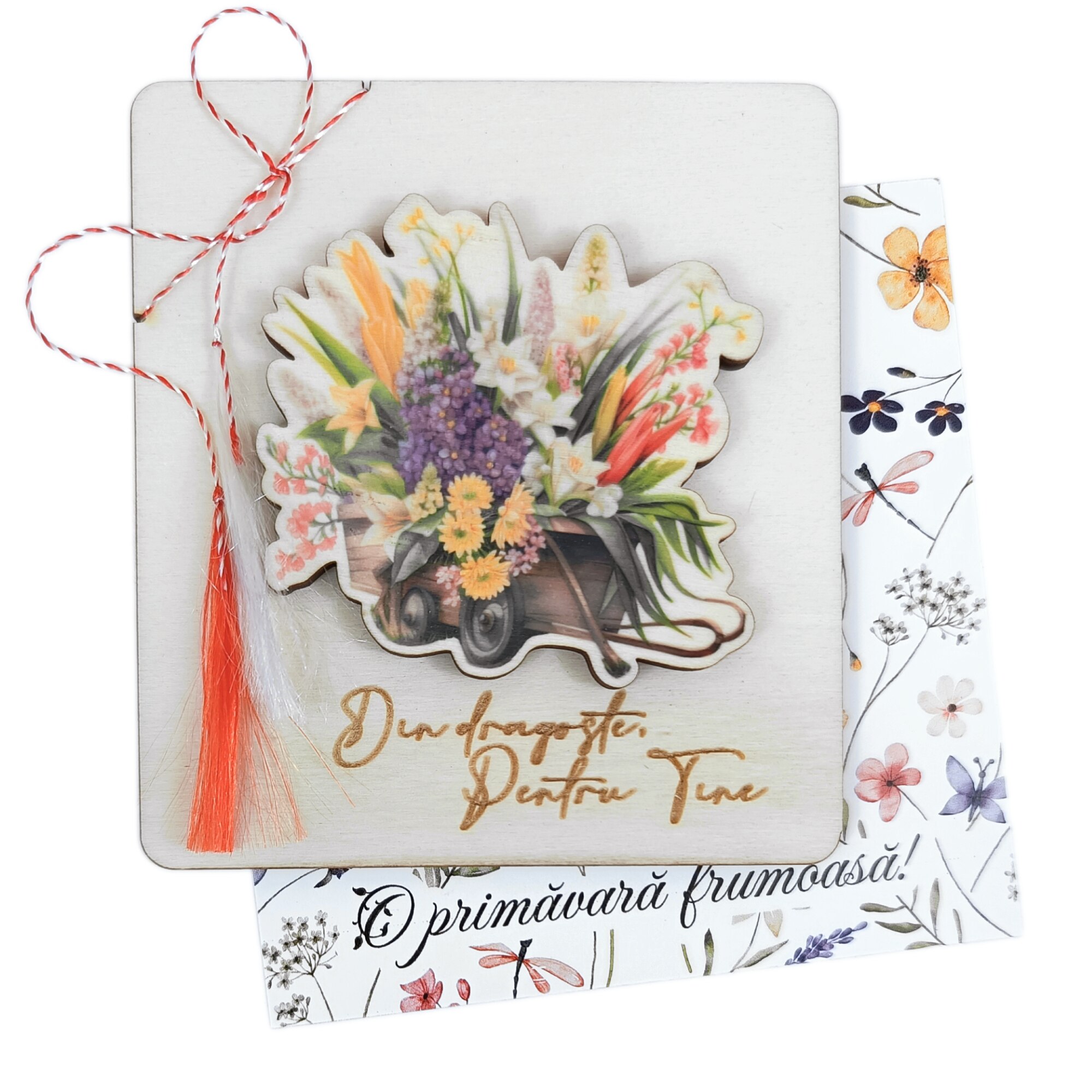 Martisor Magnet Car cu Flori, Pentru tine, 9x10 cm, Lemn - eMAG.ro
