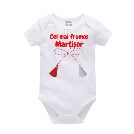 Body alb maneca scurta ''Cel mai frumos martisor'' 0-3 luni - eMAG.ro