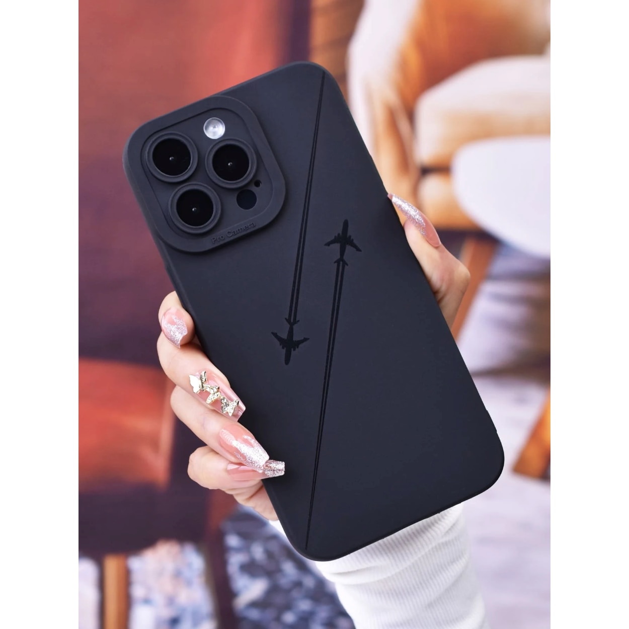 Капак с принт на самолет, черен, Съвместим с iPhone 13 Pro Max - eMAG.bg