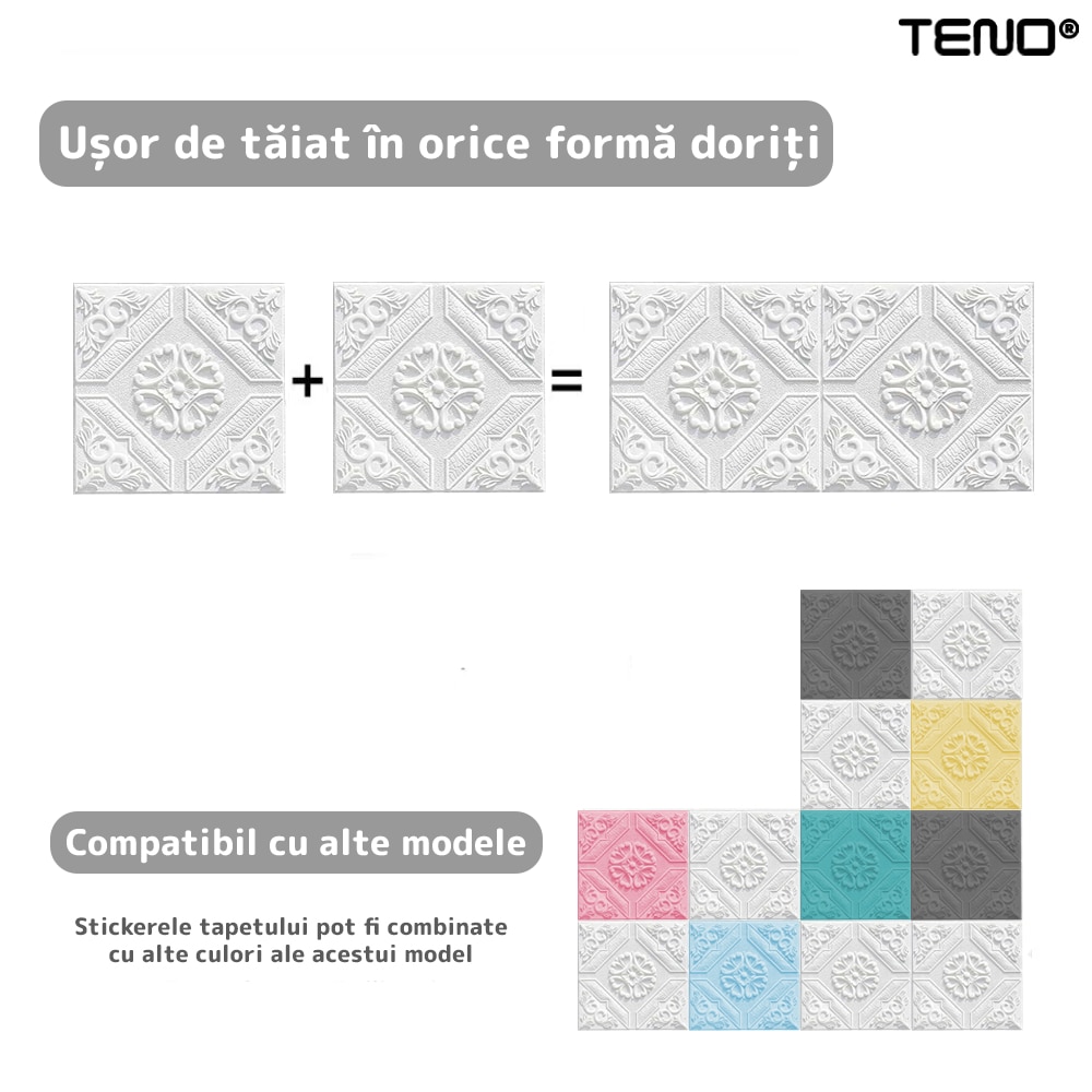 Set 10x Tapet 3D Teno®, suprafata acoperire 4.9 mp, autoadeziv, Model ...
