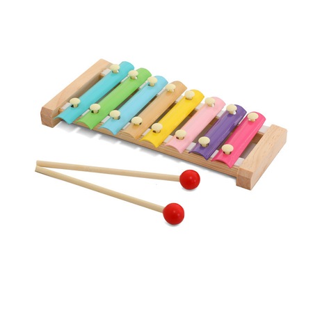 Instrument Muzical Xilofon Flippy, din Lemn, 8 Note Muzicale, 2 Bete de ...
