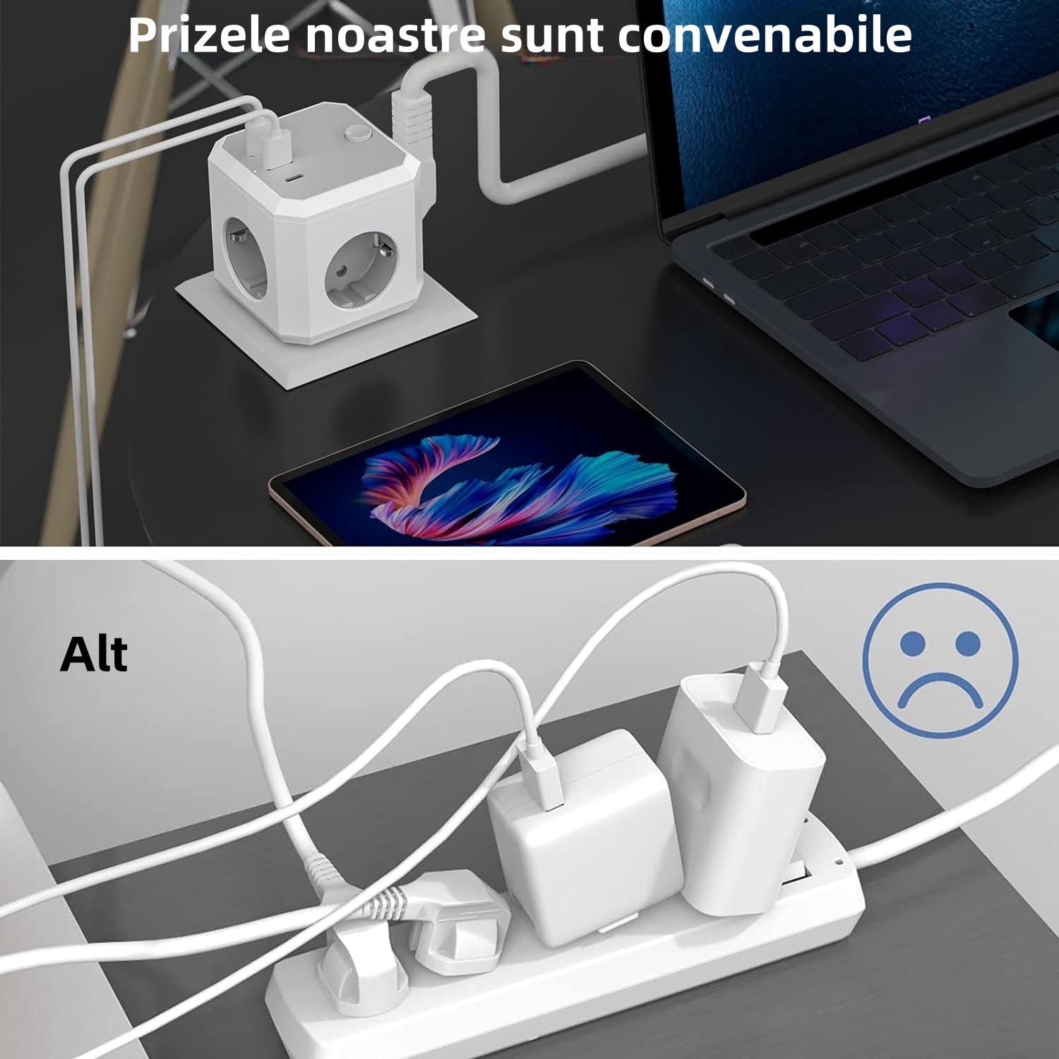 Priza Cube cu USB,4 Prize,2xUSB,1xType C, Incarcare Rapida, Protectie ...