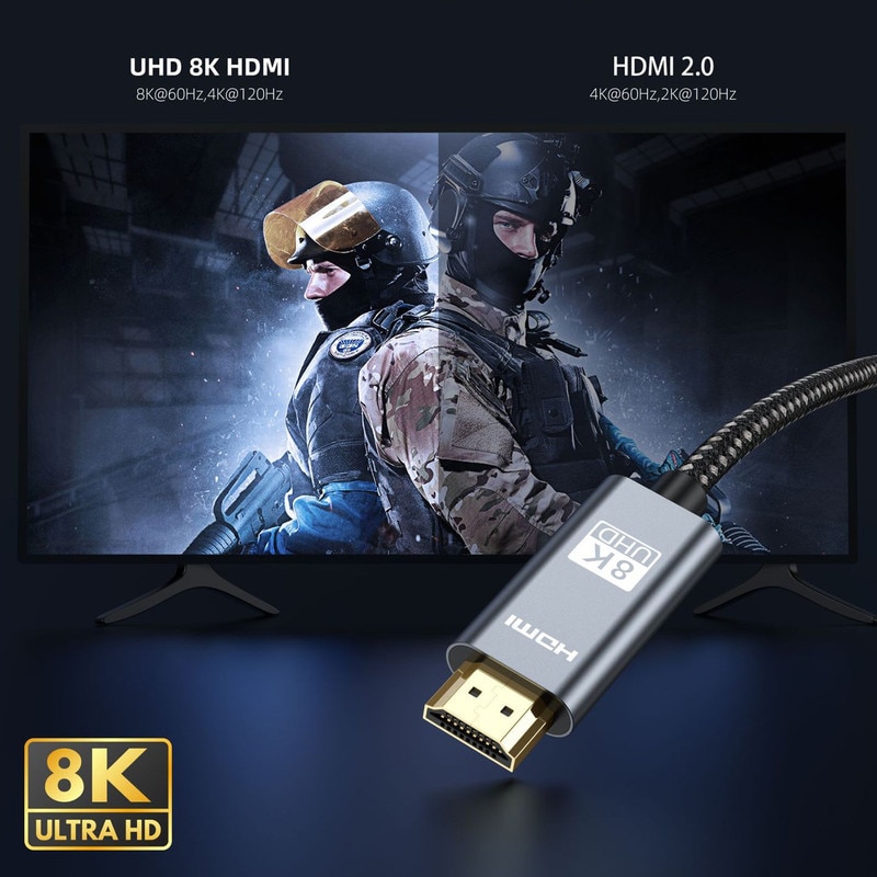 Cablu HDMI 8K, CeruleTree, HDMI 2.1, 3m, Argintiu - eMAG.ro