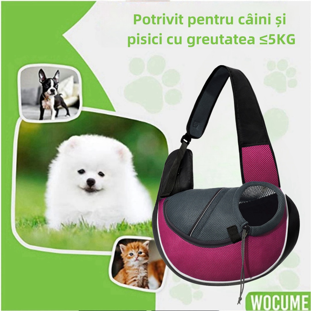 Rucsac pentru caini, pisici si alte animale de companie, cu buzunar ...