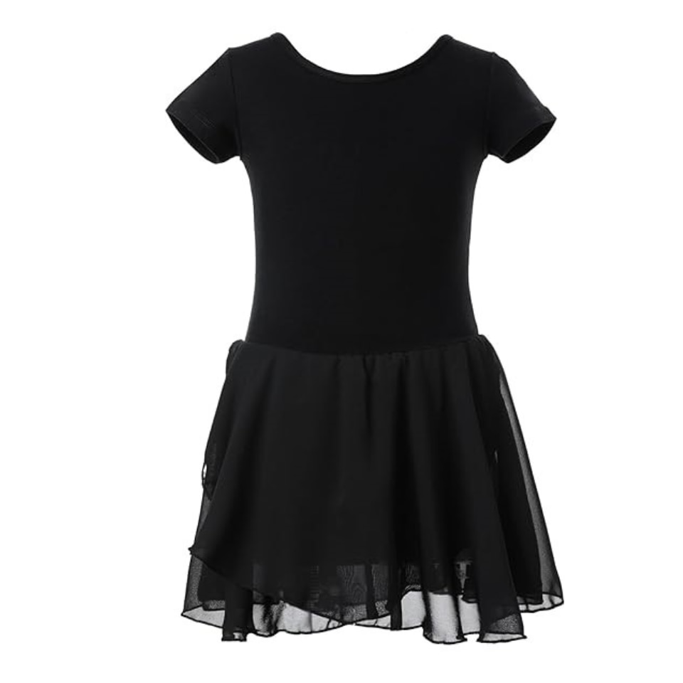 Rochie de balet pentru fete PLIKSUVER, Maneci scurte, Fusta de chiffon ...