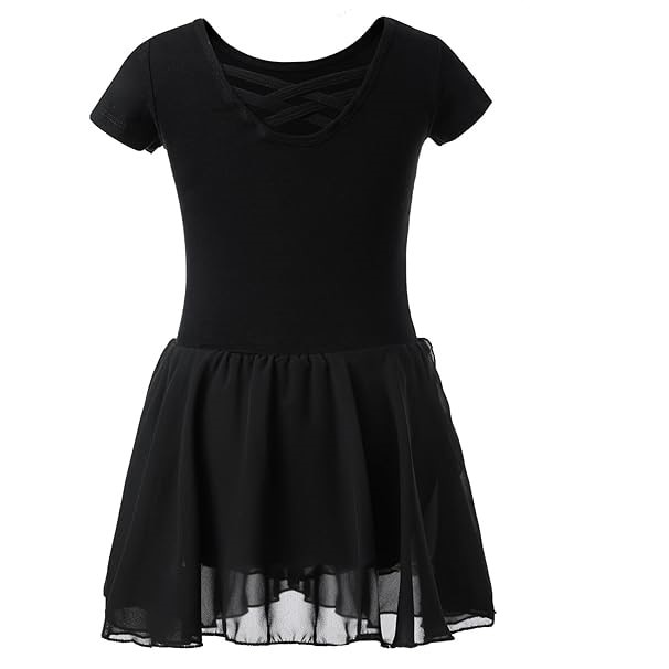 Rochie de balet pentru fete PLIKSUVER, Maneci scurte, Fusta de chiffon ...