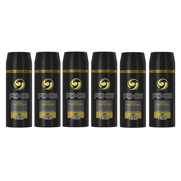 Set 6 x Deodorant spray Axe Gold Temptation, 48h protectie, 150 ml ...