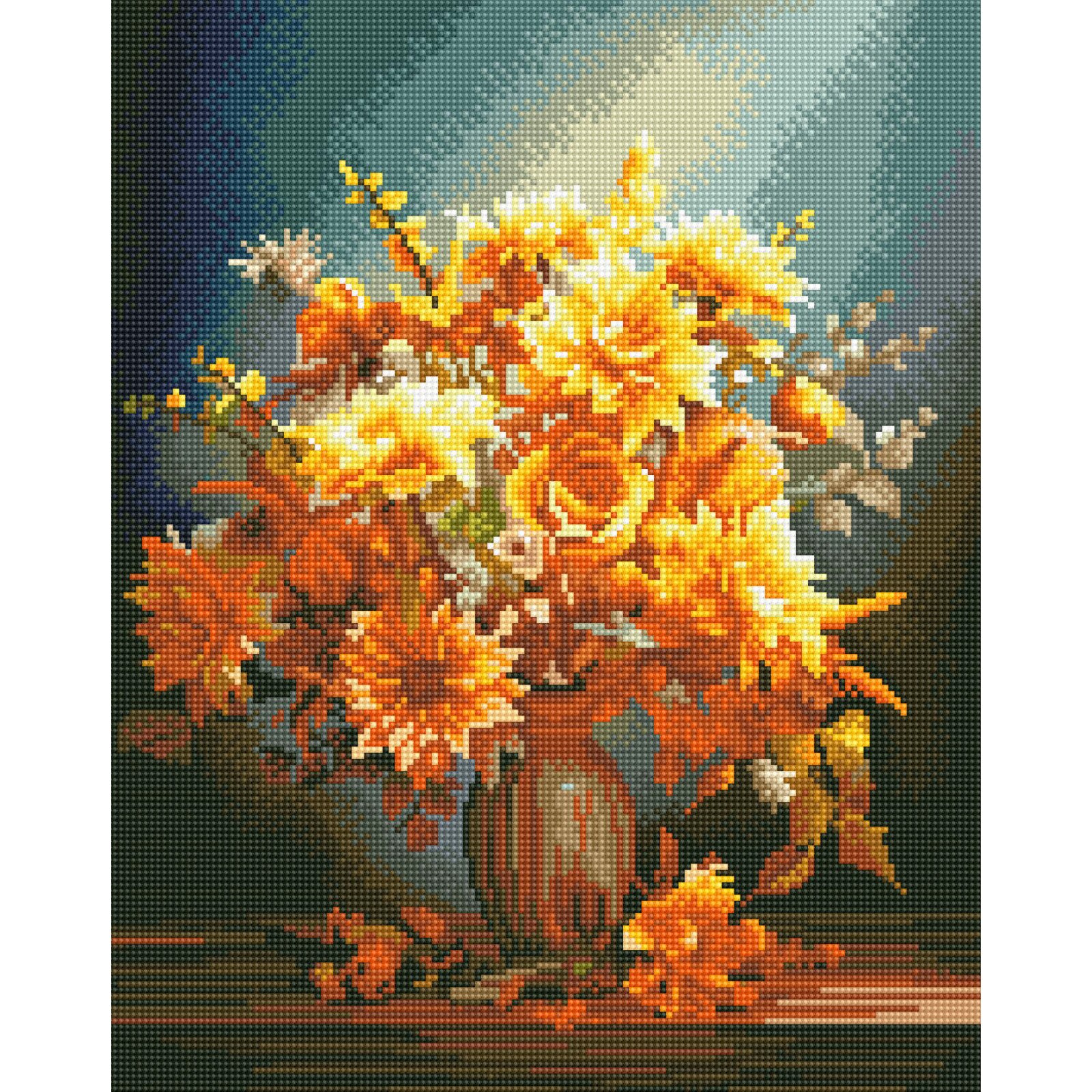 Set goblen cu diamante, cu sasiu, Flori de lumina, 40x50 cm - eMAG.ro