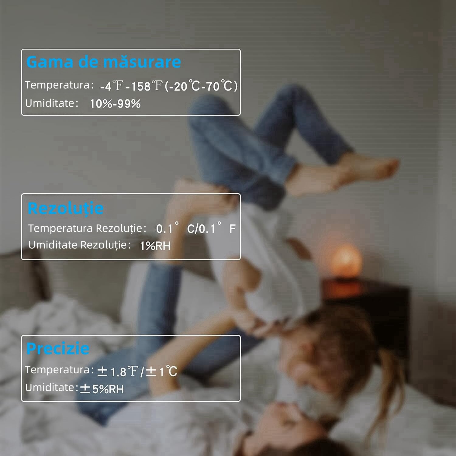 Termometru si higrometru de camera, Ecran 3.4 inch, setari prin ecran ...