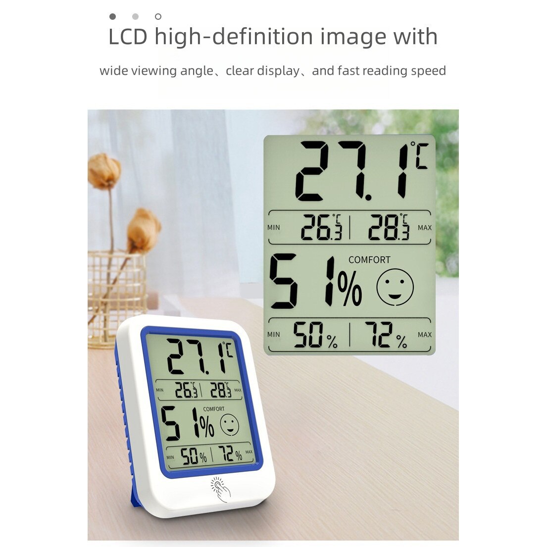 Termometru si higrometru de camera, Ecran 3.2 inch, Diagrama nivel ...