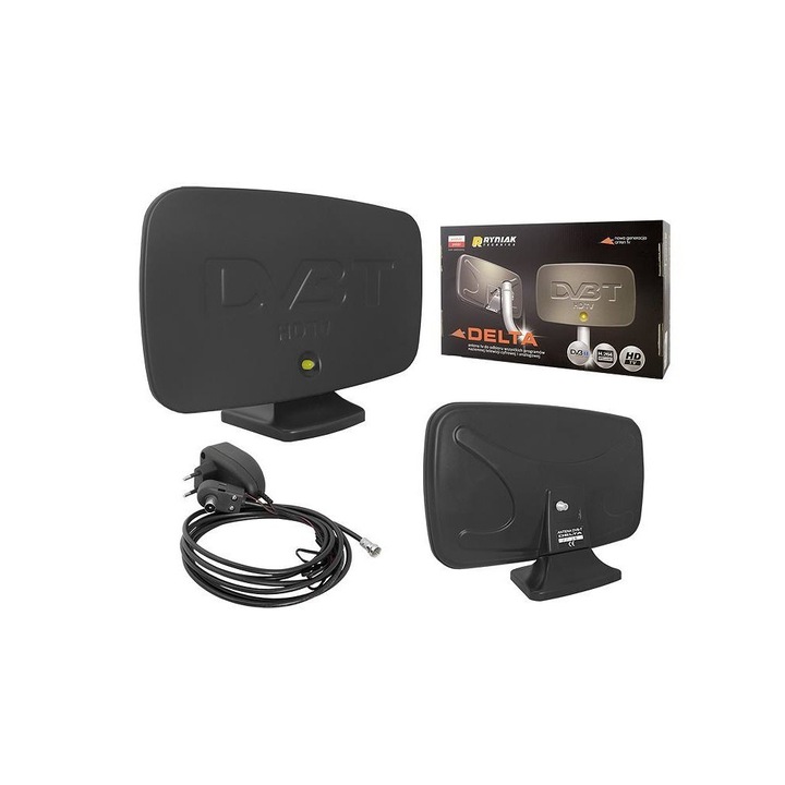 Antena DVB-T, Delta, Universala, interior/exterior, Neagra - eMAG.ro