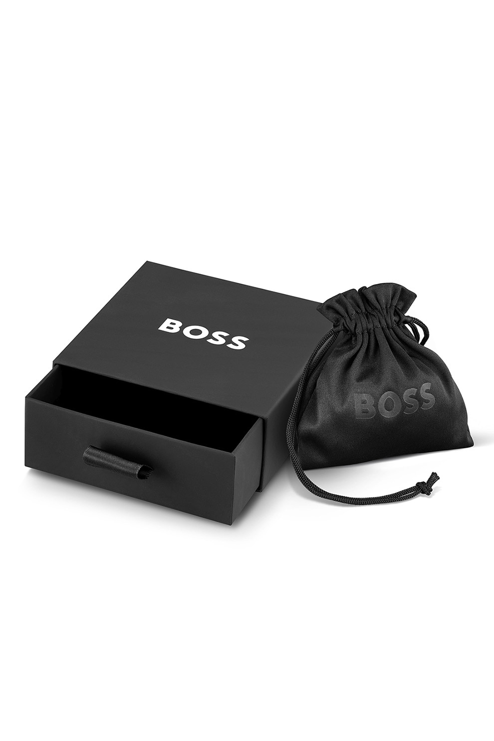 BOSS, Bratara de silicon cu detalii metalice, Negru, Argintiu - eMAG.ro