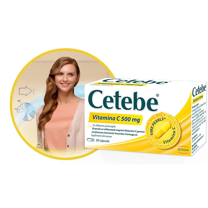 Cetebe Vitamina C 500 mg, 30 capsule, Stada - eMAG.ro