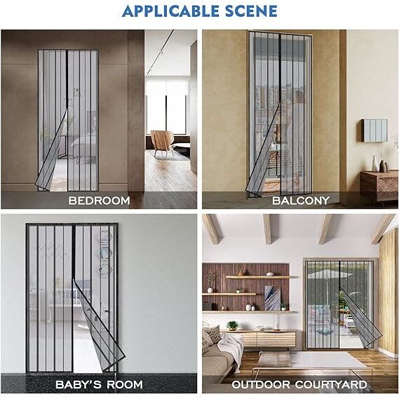 Plasa cu banda magnetica pentru usa, in forma de perdea, anti-insecte ...