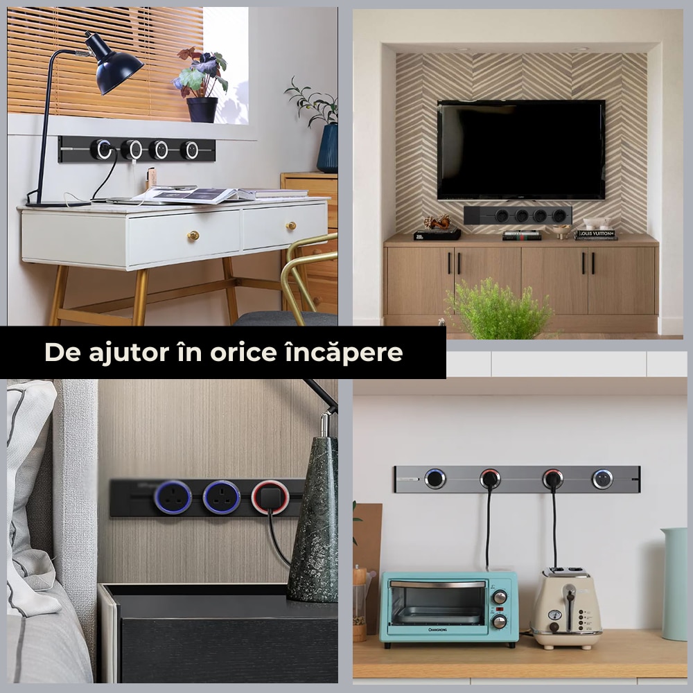 Priza Modulara Veridion® 50cm cu 3x Adaptoare Mobile incluse, montare ...