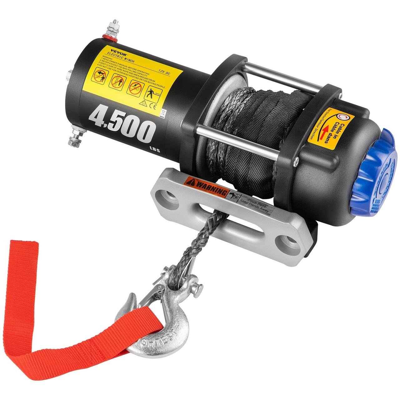 Troliu electric cu cablu sintetic Vevor 2 kW / 12V, capacitate 2041 kg ...