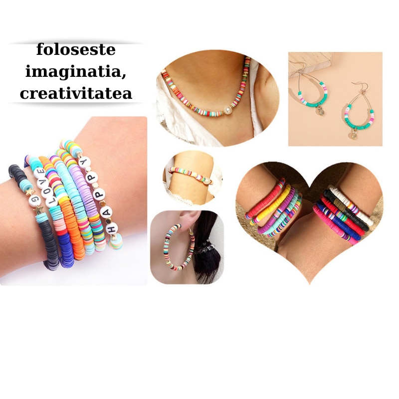 Set artizanat cu 4500 bucati margele rotunde de argila polimerica, 200 ...