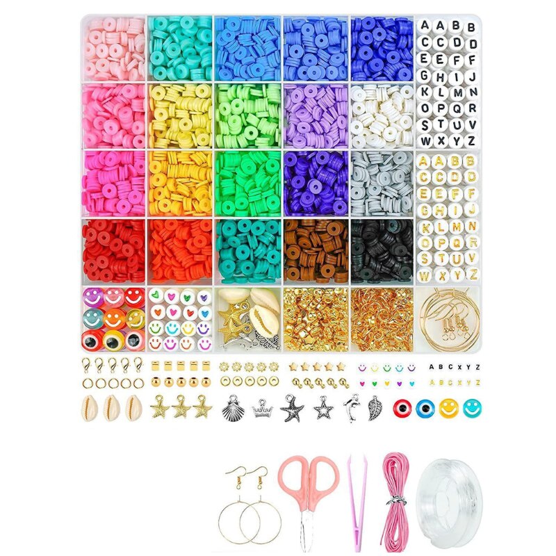 Set artizanat cu 4500 bucati margele rotunde de argila polimerica, 200 ...