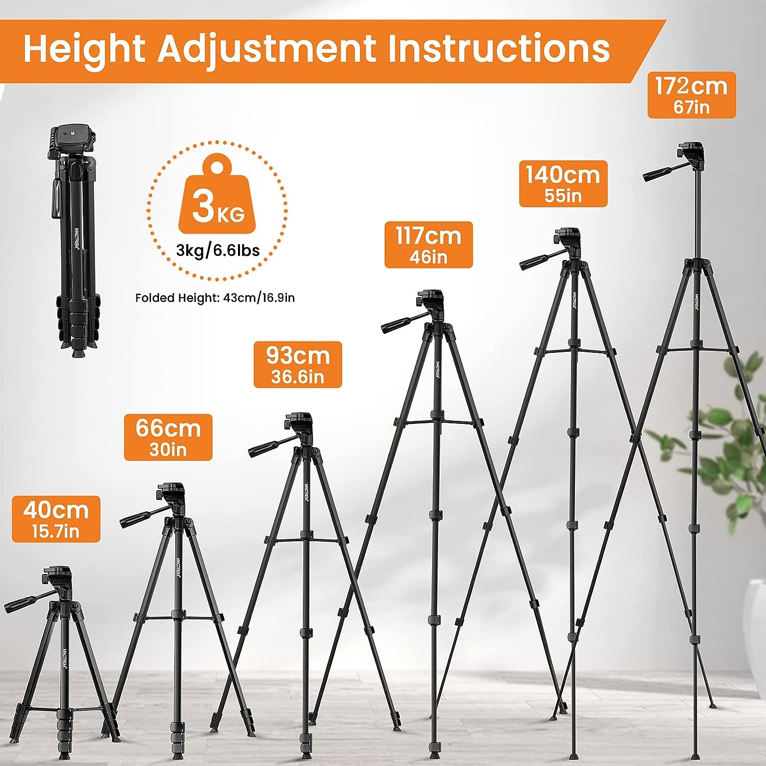 Trepied pentru Telefon Mobil, Camera, Upgrade 2023 de 172 cm, Suport si ...