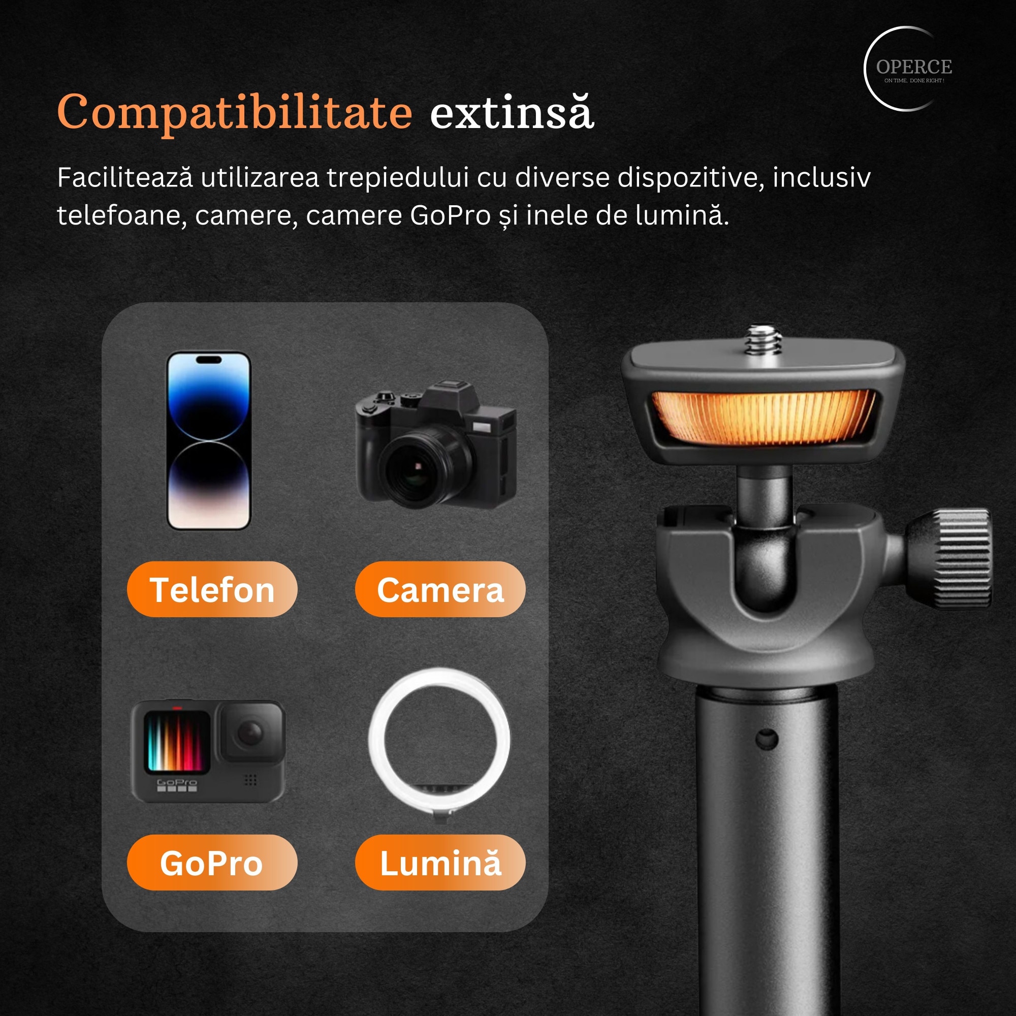 Trepied Foto Telescopic OPERCE™️, Premium si Ajustabil 1.6m, Selfie ...