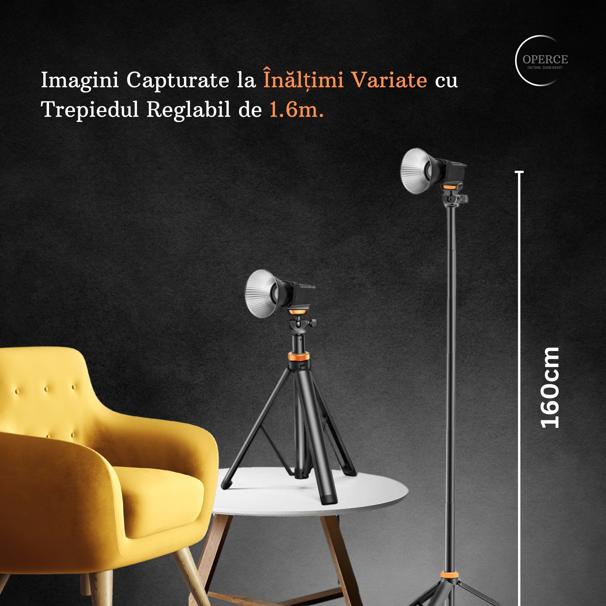 Trepied Foto Telescopic OPERCE™️, Premium si Ajustabil 1.6m, Selfie ...