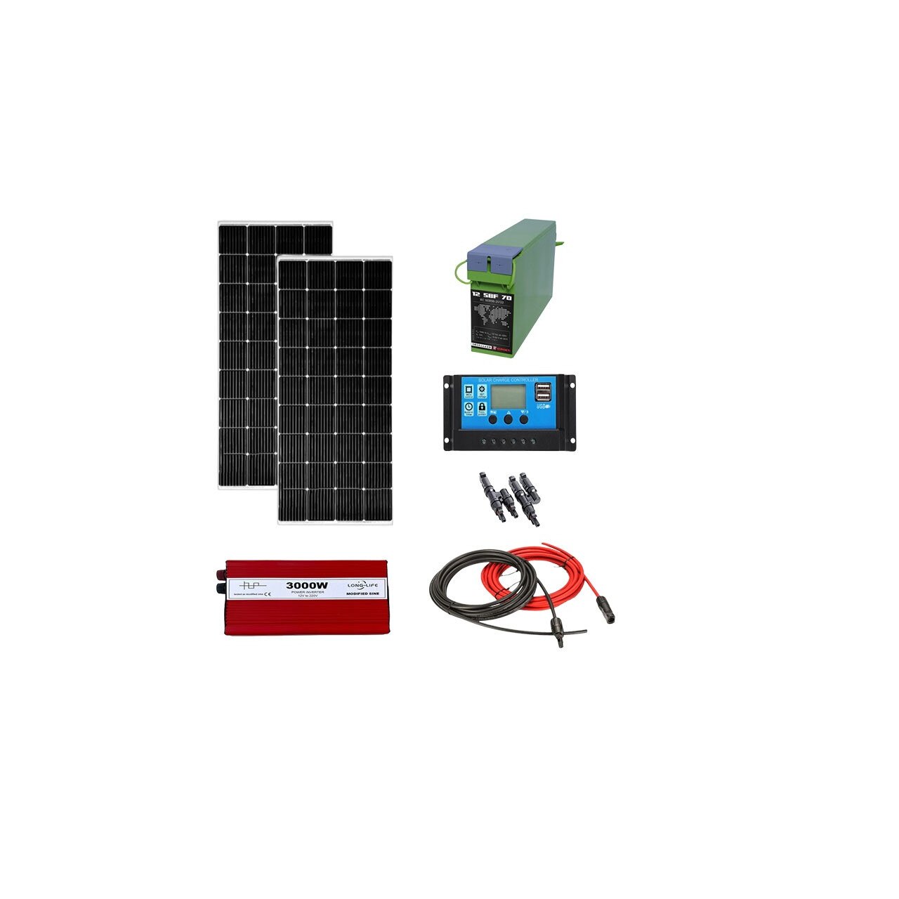 Kit solar fotovoltaic off grid Solid Volt, invertor 3000W 12V, 2 ...