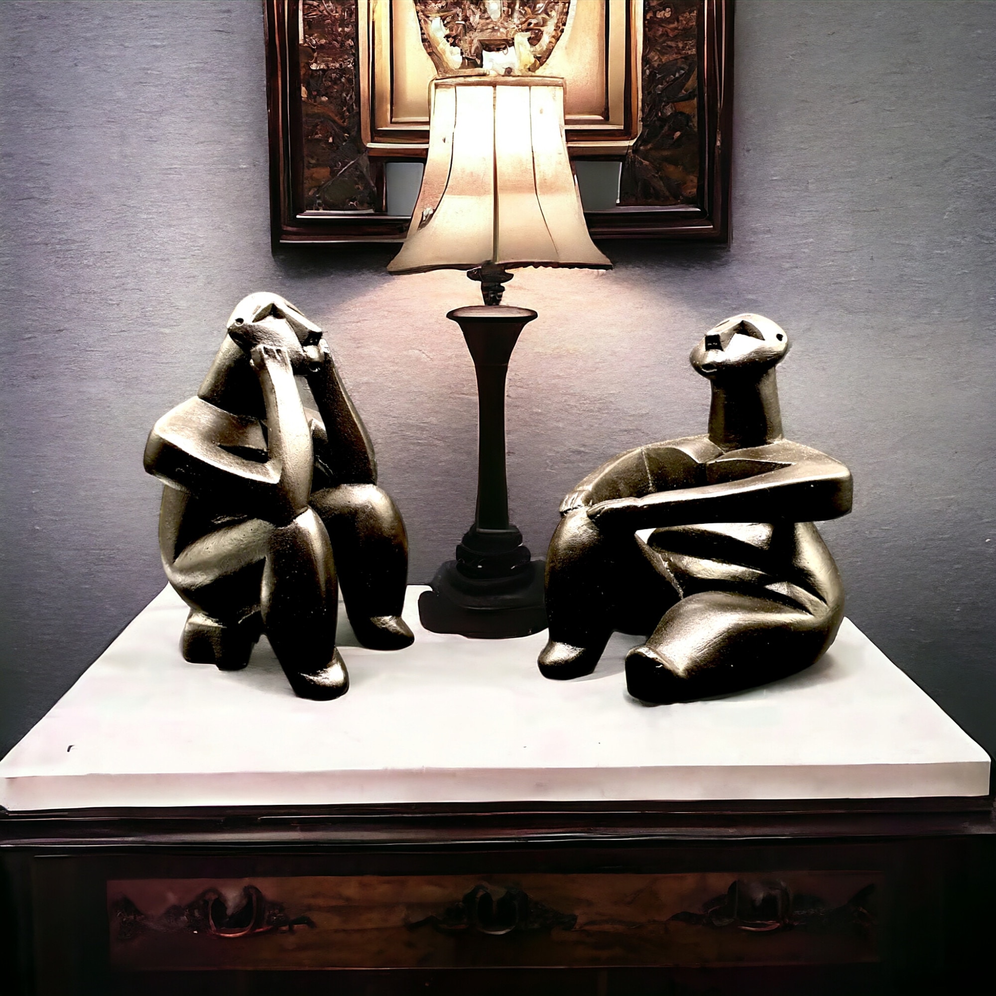 Statuete din ceramica "Ganditorul de la Hamangia si perechea sa" - O ...