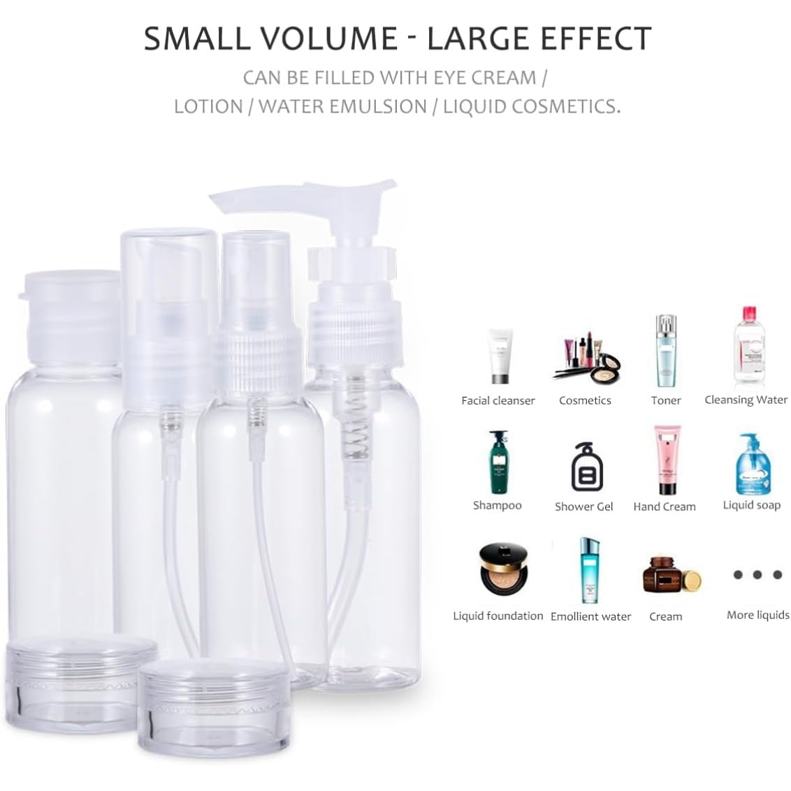 Set recipiente pentru cosmetice, Tecos, material plastic, transparent ...
