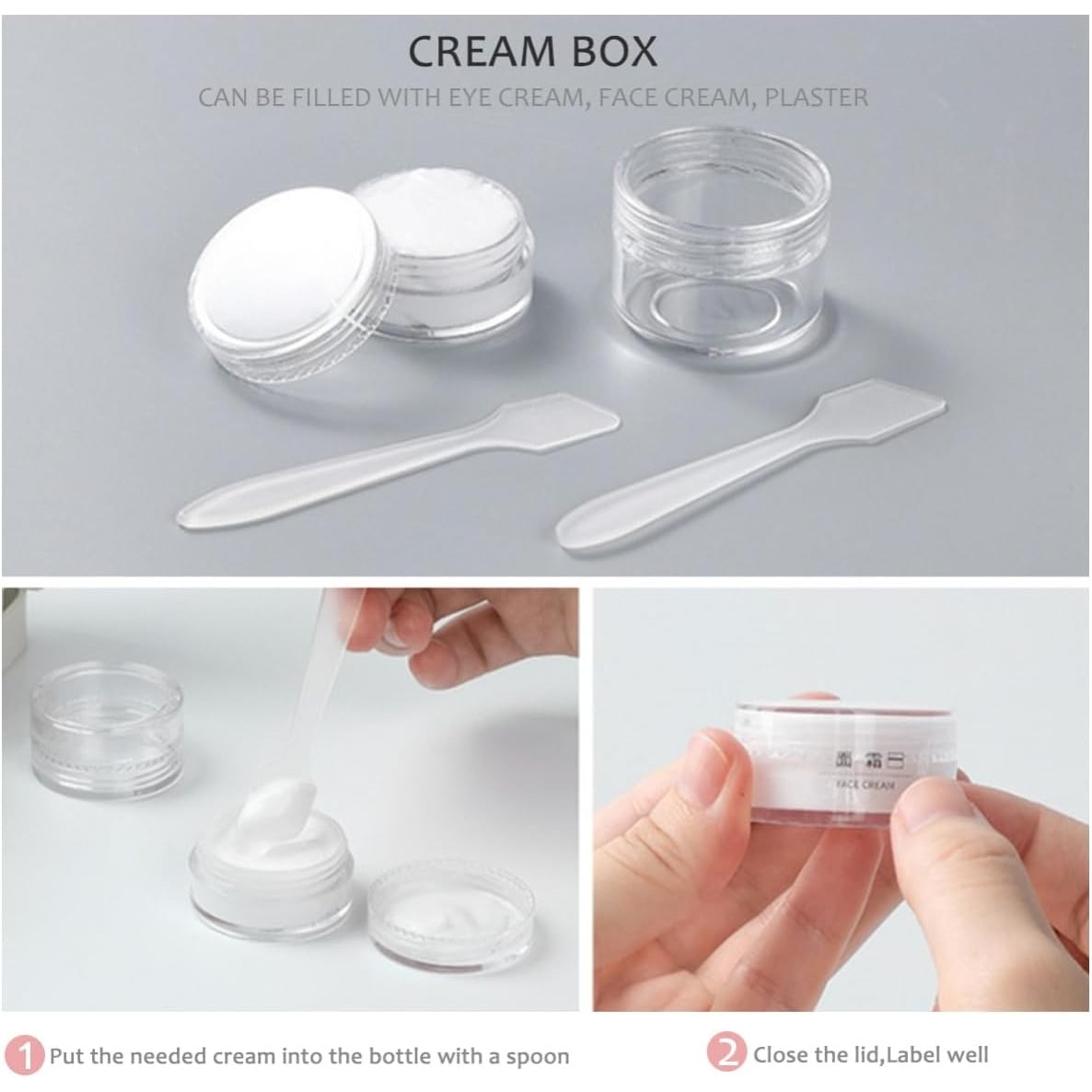 Set recipiente pentru cosmetice, Tecos, material plastic, transparent ...