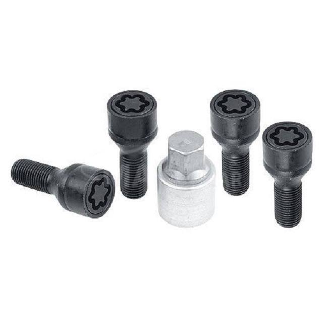 Set suruburi antifurt roti Sicustar, M12 x 1.50 x 25, negre, hexagon ...