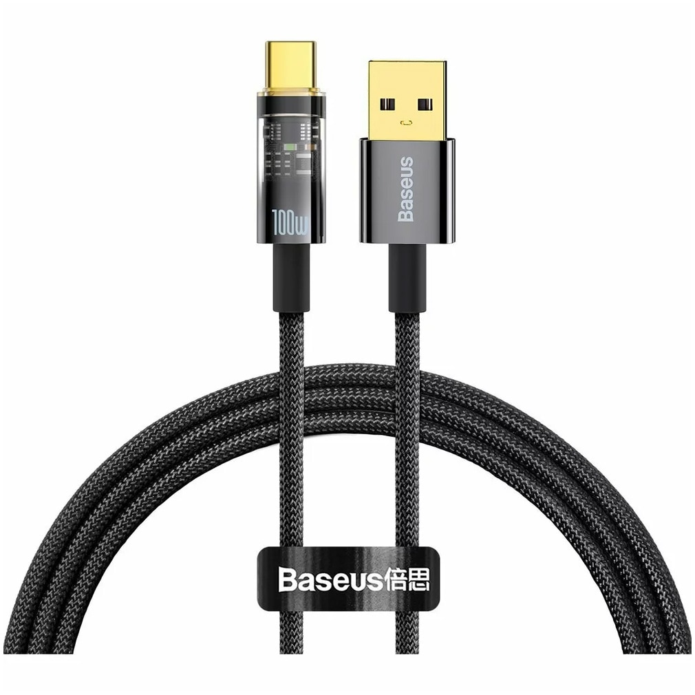 Cablu Baseus Explorer, USB la USB-C, 100W, Fast Charging, 1m, Negru ...