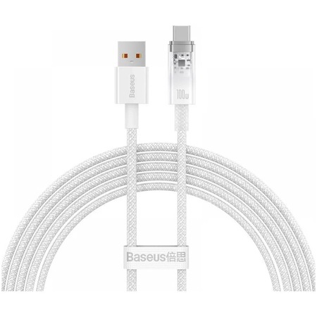 Cablu Baseus Explorer, USB la USB-C, 100W, 6A, Quick Charge, 2m, Alb ...