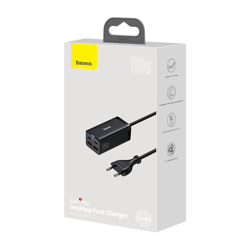 Incarcator rapid universal Baseus GaN3 Pro, 2x USB-C, 2x USB, 100W PD3 ... Incarcator rapid universal Baseus GaN3 Pro, 2x USB-C, 2x USB, 100W PD3 ...