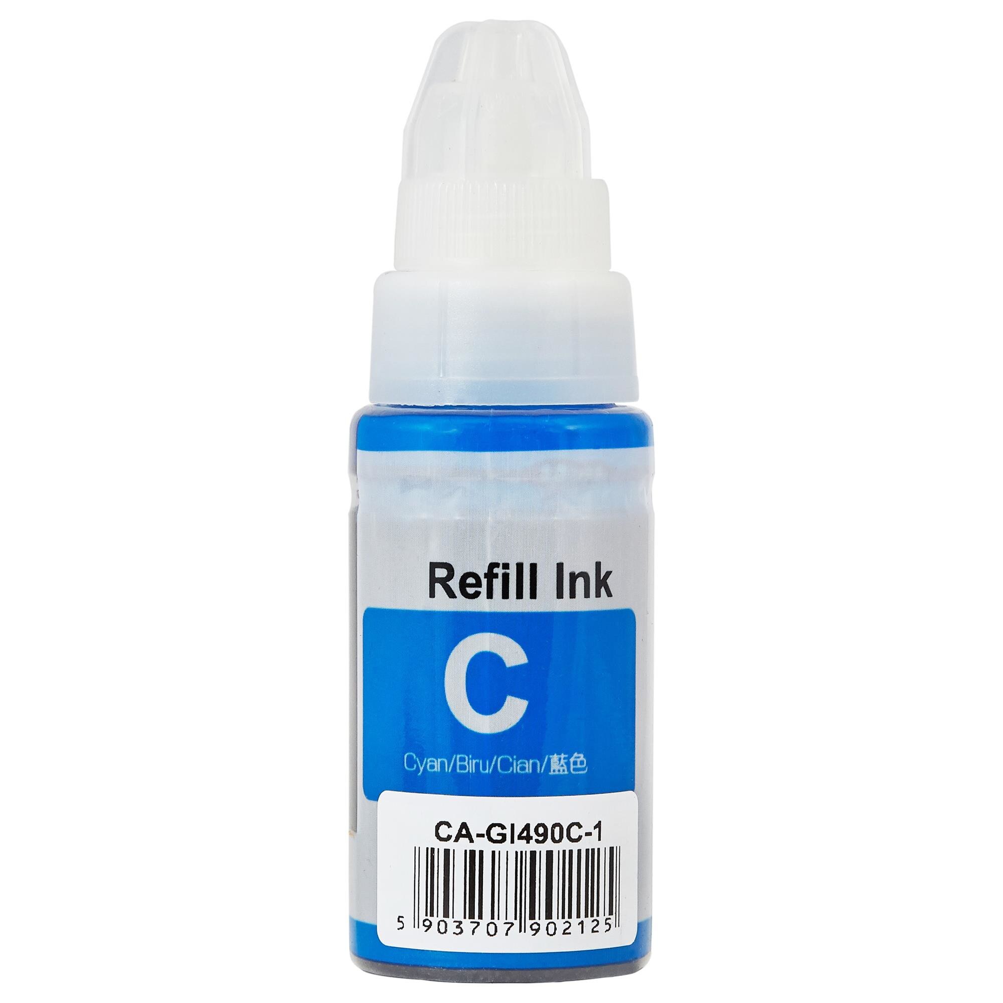 Cartus de imprimante inkjet pentru Canon, GI-490C, cyan, 70 ml, bulk ...