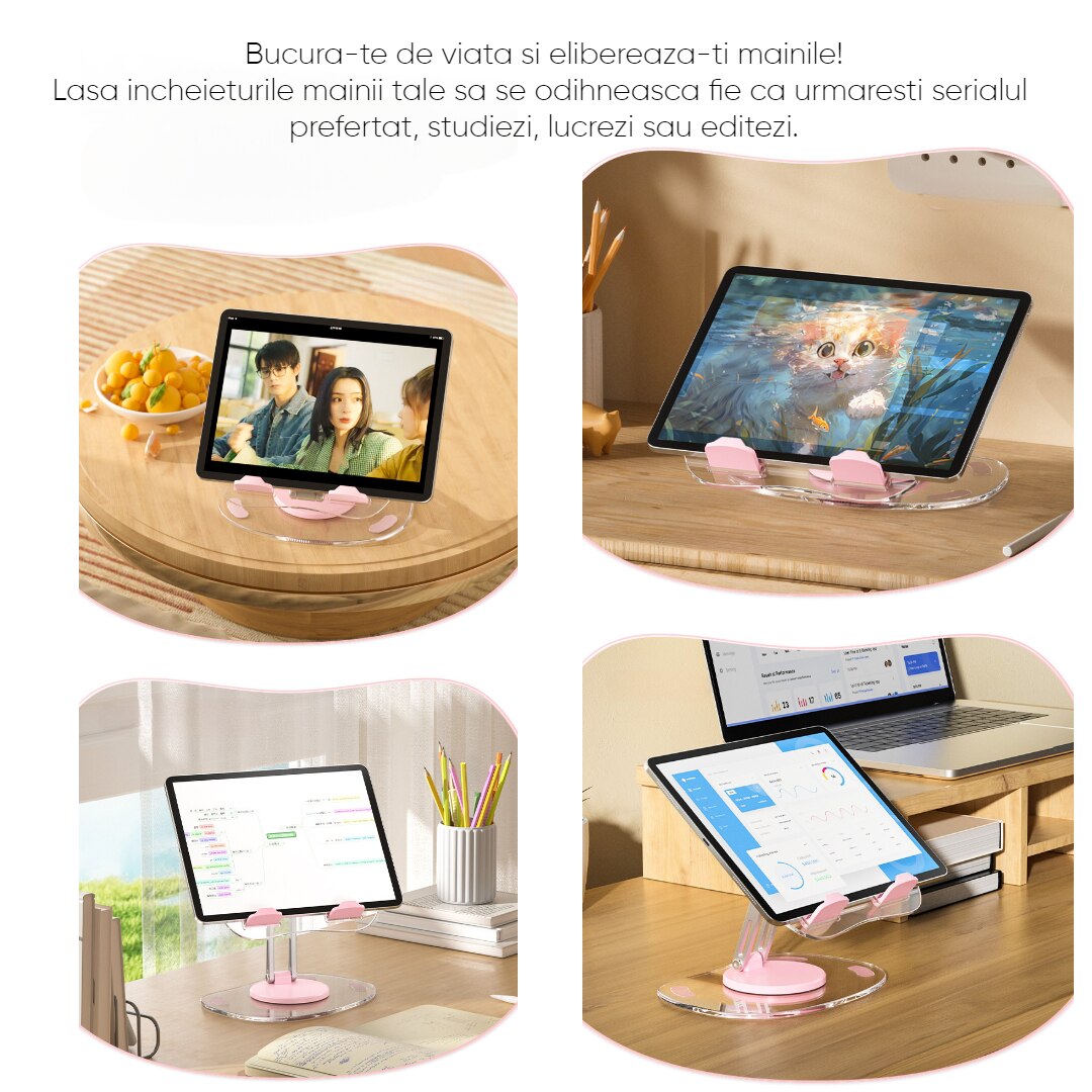 Suport rotativ ajustabil ZENNED® pentru telefon/tableta/carte/kindle ...