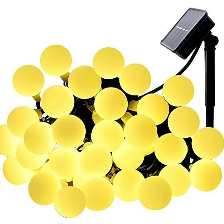 Ghirlanda Luminoasa Solara 7M cu 50 Globulete Albe Mate, Lumina Calda ...
