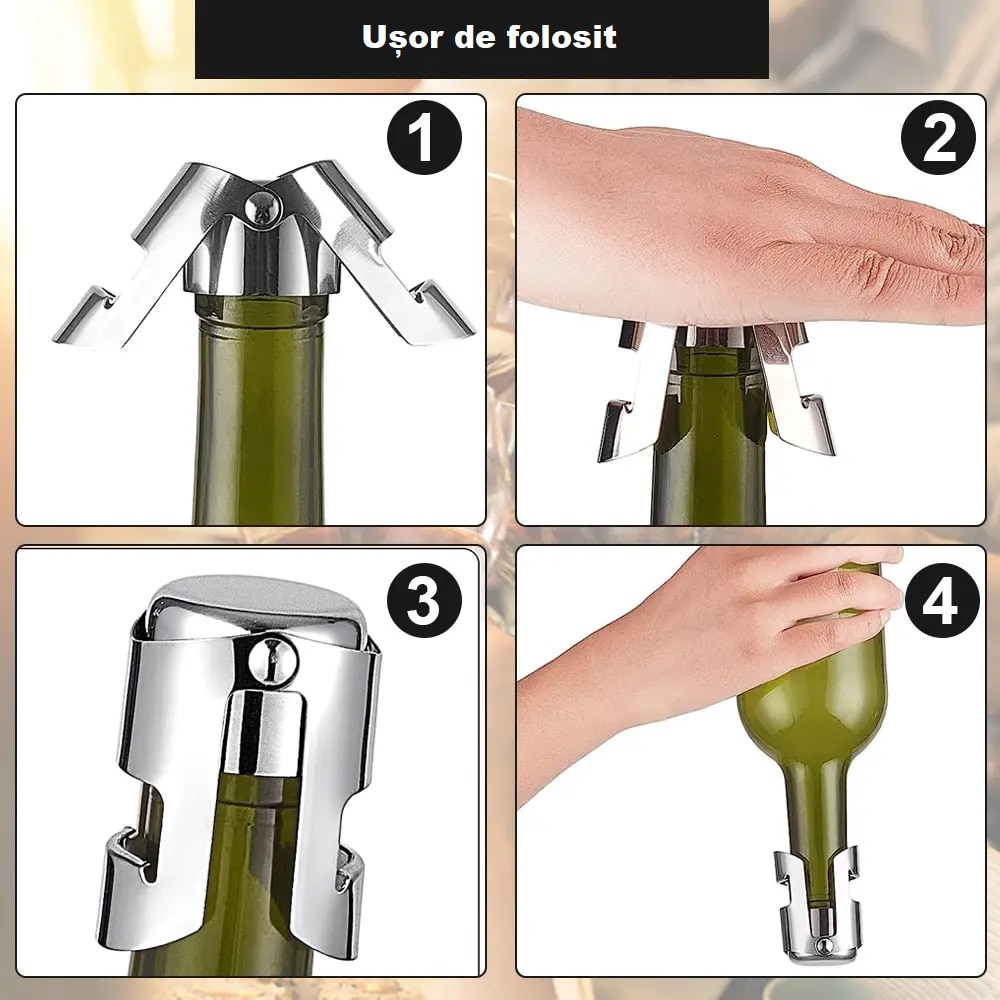 Dop pentru sticla de vin, otel inoxidabil - eMAG.ro