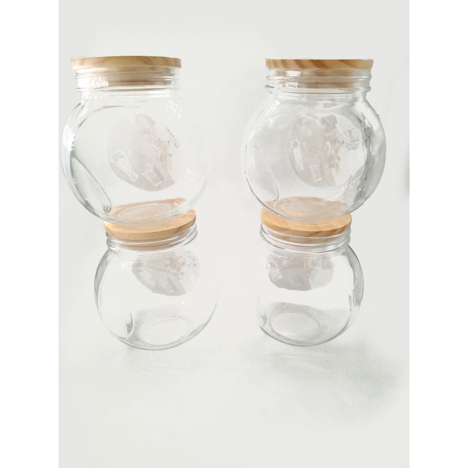 Set 4 borcane de sticla premium cu capace din bambus pentru depozitare ...