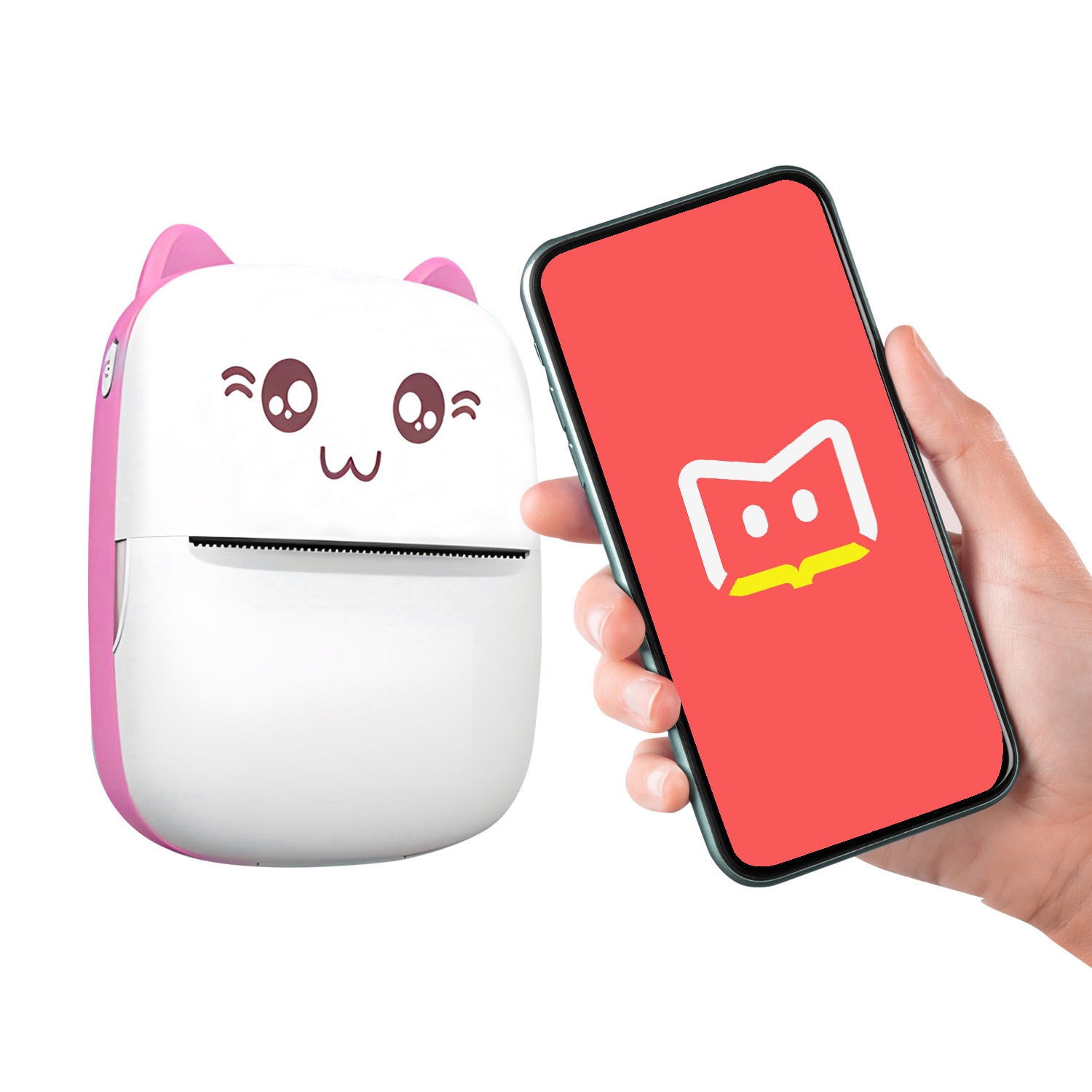 Set Mini imprimanta termica DexXer, 5 Role hartie termica alba, 3 Role ...