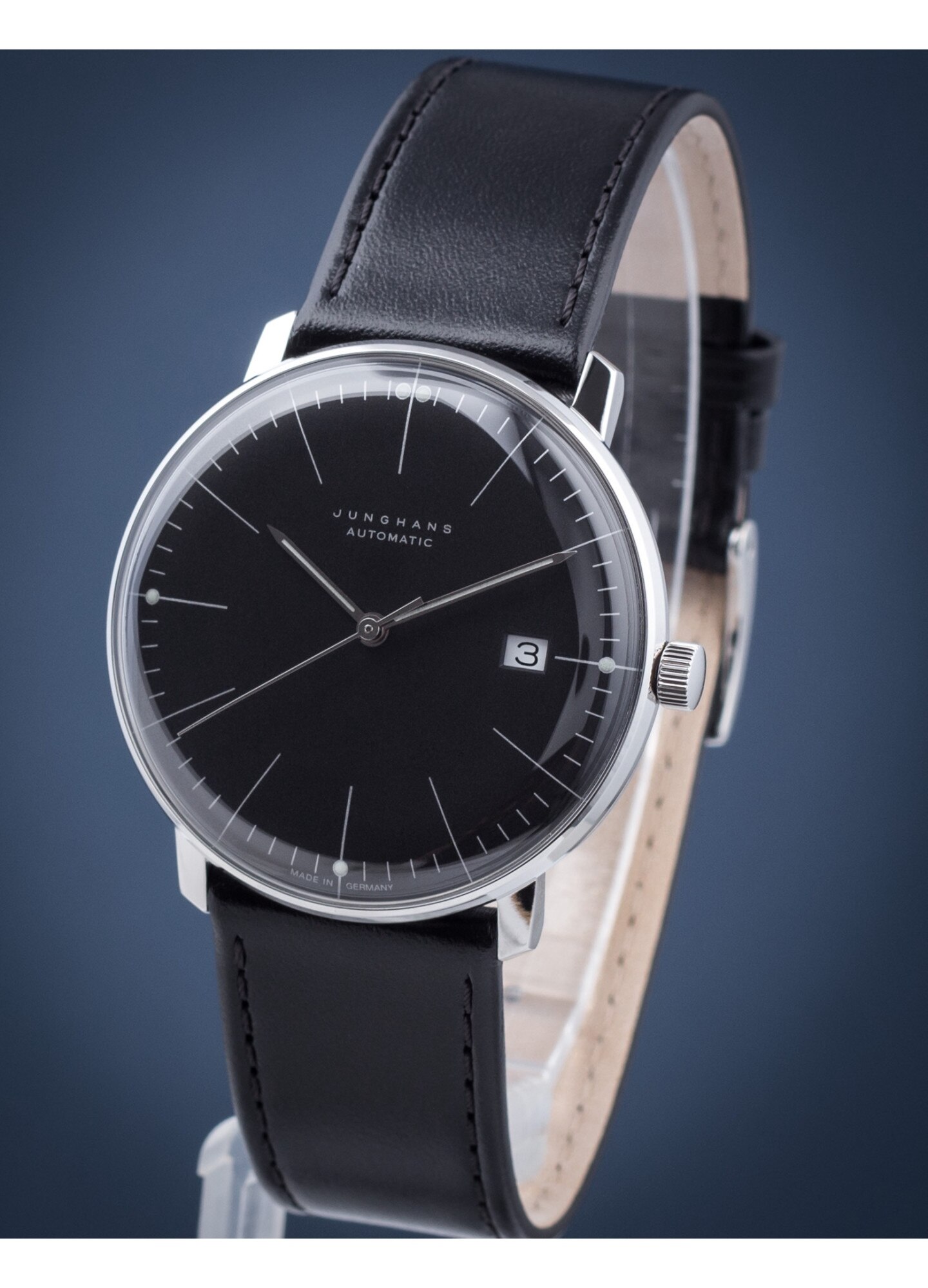 Ceas pentru barbati, Junghans, Automatic, Inox/piele, Negru - eMAG.ro