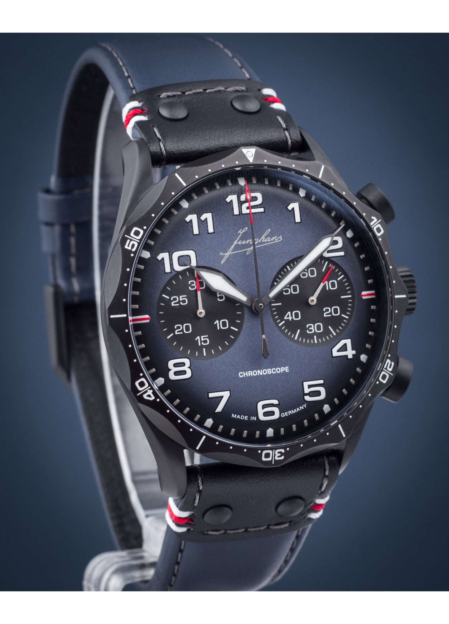 Ceas pentru barbati, Junghans, Automatic, Inox/piele, Bleumarin - eMAG.ro