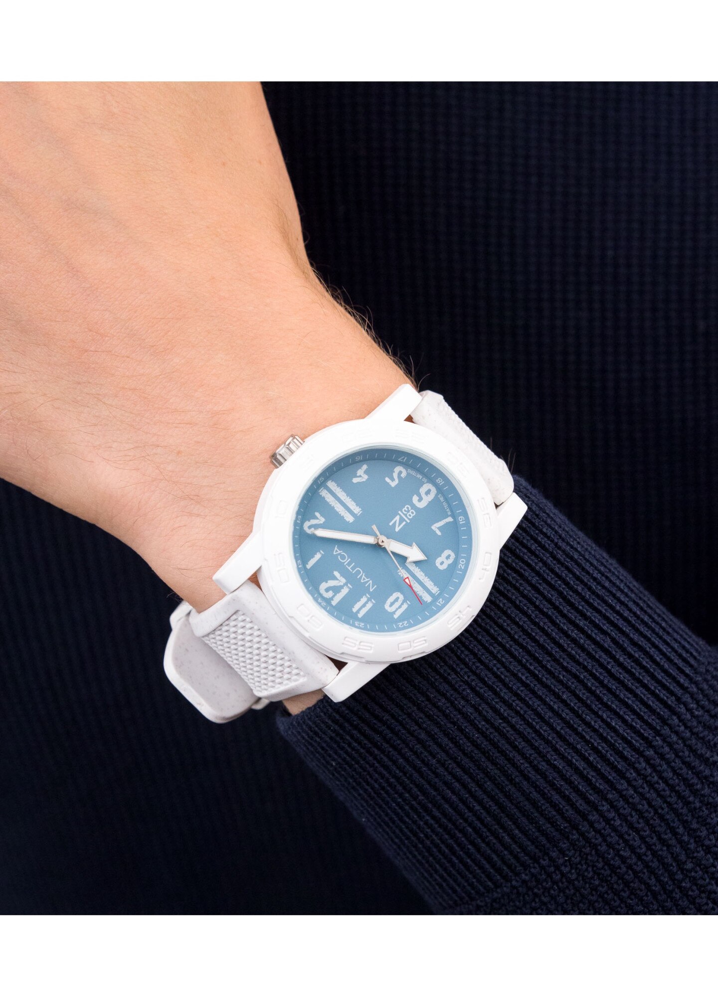 Ceas pentru barbati, Nautica, Quartz, Ceramica/poliuretan, Alb - eMAG.ro