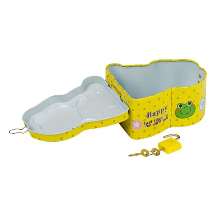 Pusculita Metalica pentru Copii cu Lacat Broscuta Galbena 9x5x10cm ...