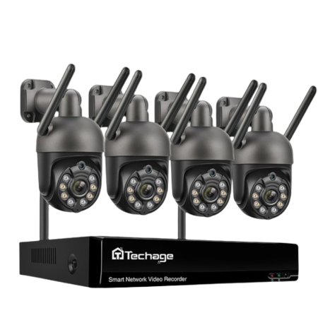 Videó megfigyelő rendszer, Techage, vezeték nélküli, PTZ, 3MP, H.265 ...