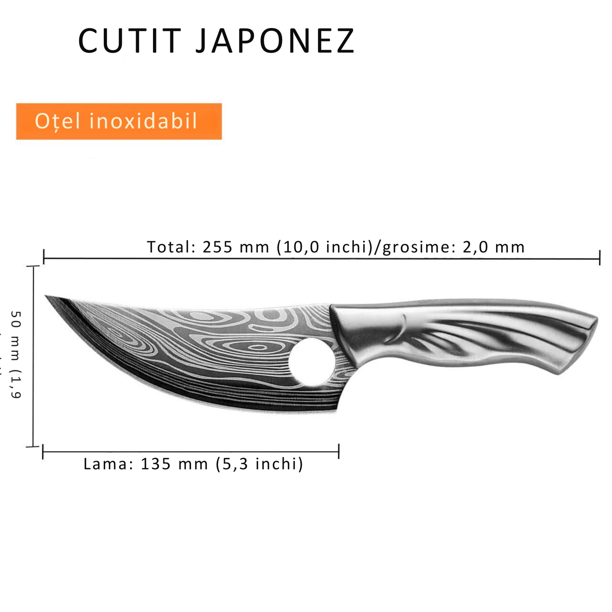 Cutit Japonez din Otel Inoxidabil, DIMI®, Forjat Manual, Universal ...